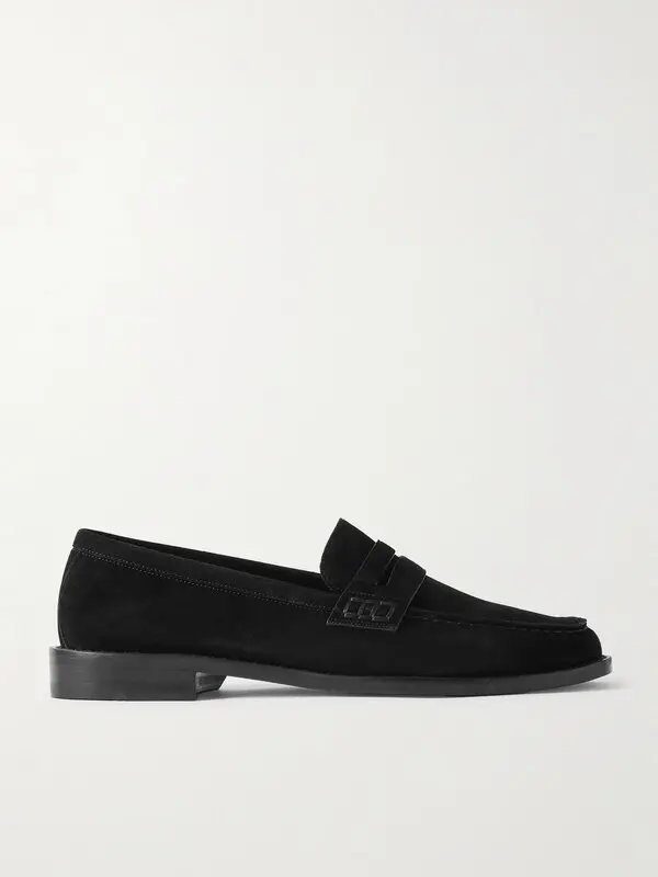 Manolo Blahnik Perry Suede Penny Loafers - Black
