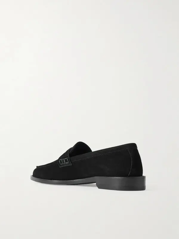 Manolo Blahnik Perry Suede Penny Loafers - Black
