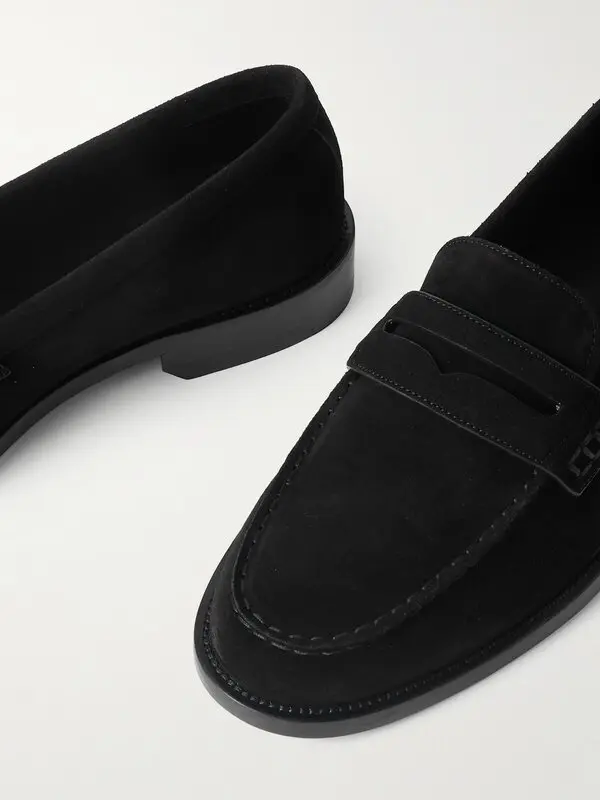 Manolo Blahnik Perry Suede Penny Loafers - Black