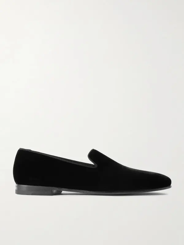 Manolo Blahnik Mario Grosgrain-trimmed Velvet Loafers