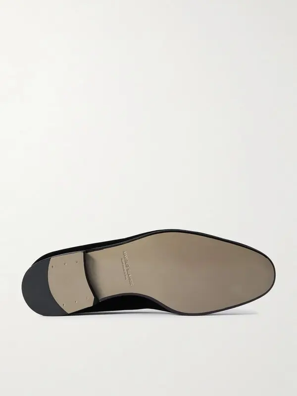 Manolo Blahnik Mario Grosgrain-trimmed Velvet Loafers