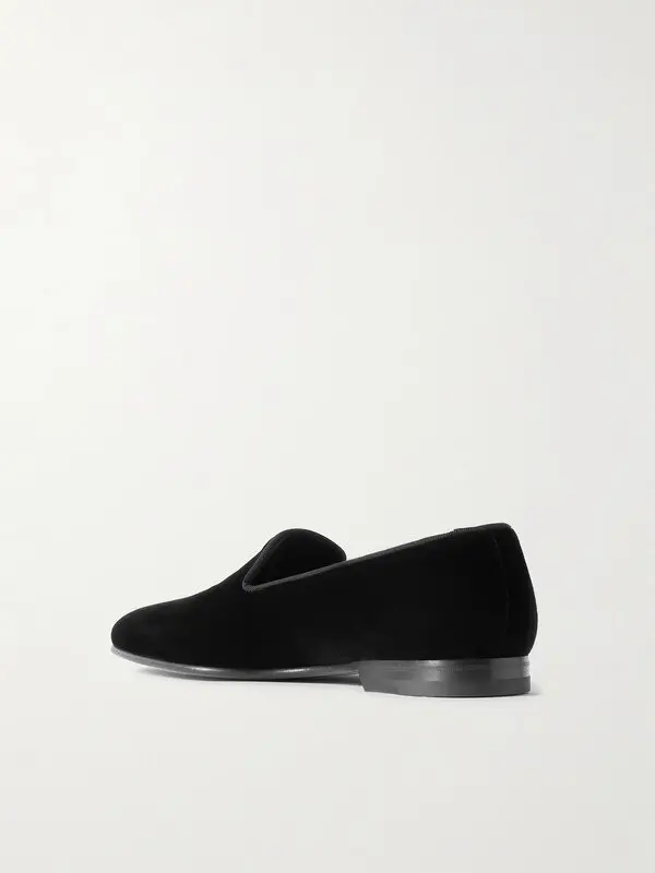 Manolo Blahnik Mario Grosgrain-trimmed Velvet Loafers