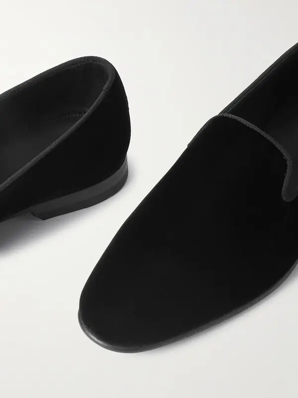 Manolo Blahnik Mario Grosgrain-trimmed Velvet Loafers
