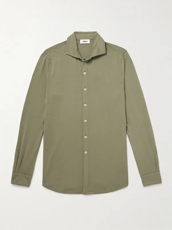 Altea Palmer Cutaway-collar Stretch-cotton Jersey Shirt