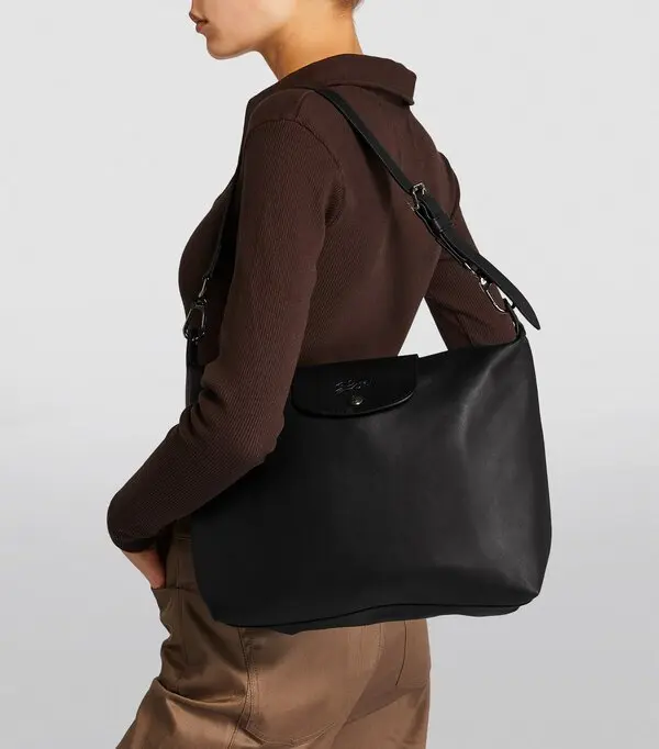 Longchamp Le Pliage Xtra Medium Leather Shoulder Bag - Black