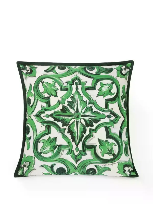 Dolce & Gabbana Majolica Print Cushion - Green
