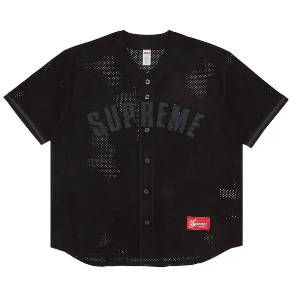 Supreme Ultrasuede Mesh Baseball Jersey - Black