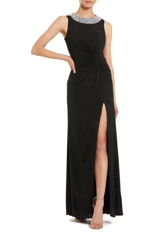 Mac Duggal Rhinestone Embellished Jersey Gown