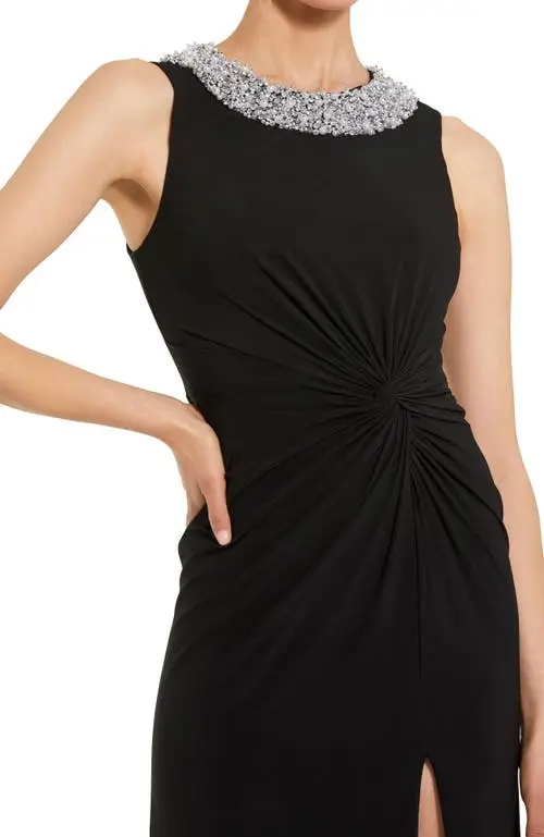 Mac Duggal Rhinestone Embellished Jersey Gown