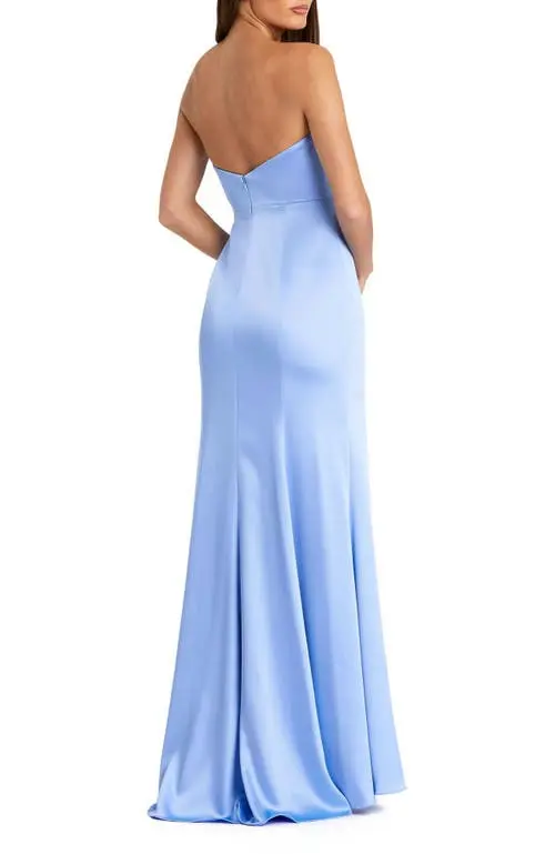 Mac Duggal Strapless 3d Flower Satin Gown