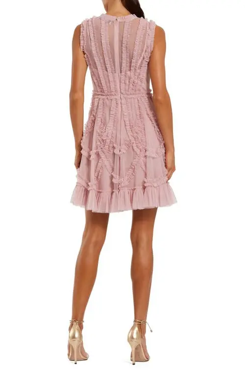 Mac Duggal Sleeveless Ruffle High Neck Mini Dress - Rose