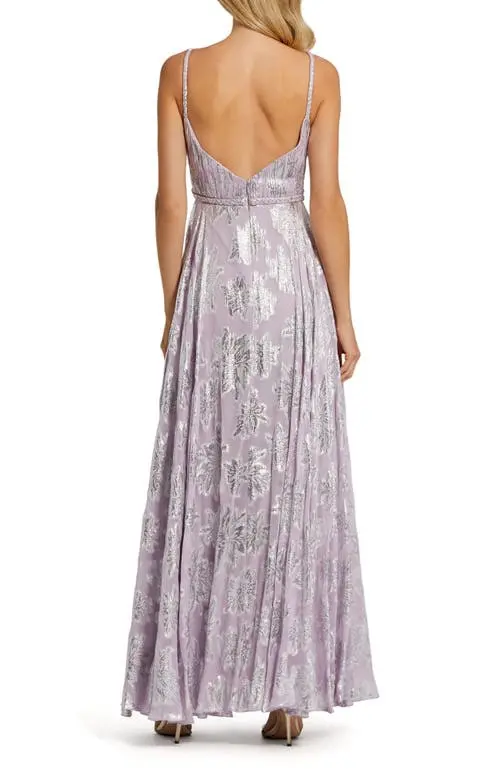 Mac Duggal Braided Strap Ruched Top Maxi Gown
