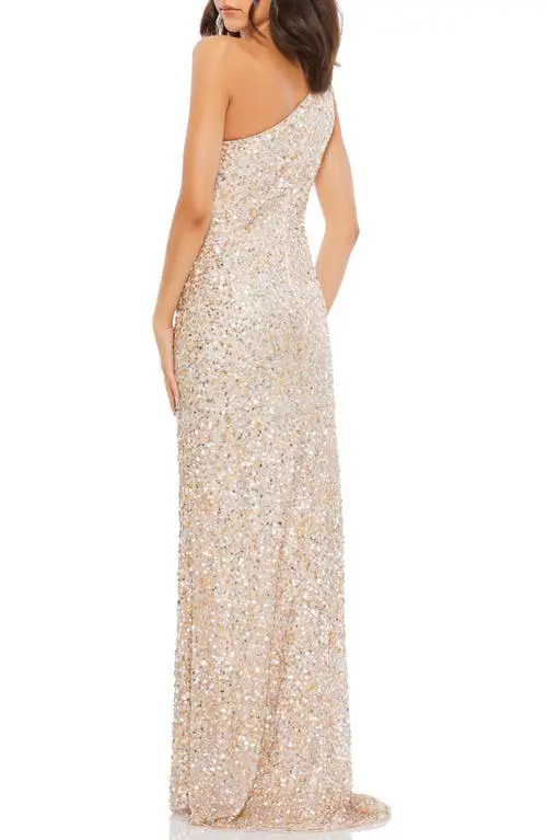 Mac Duggal Sequin One-shoulder Gown With Embellishments