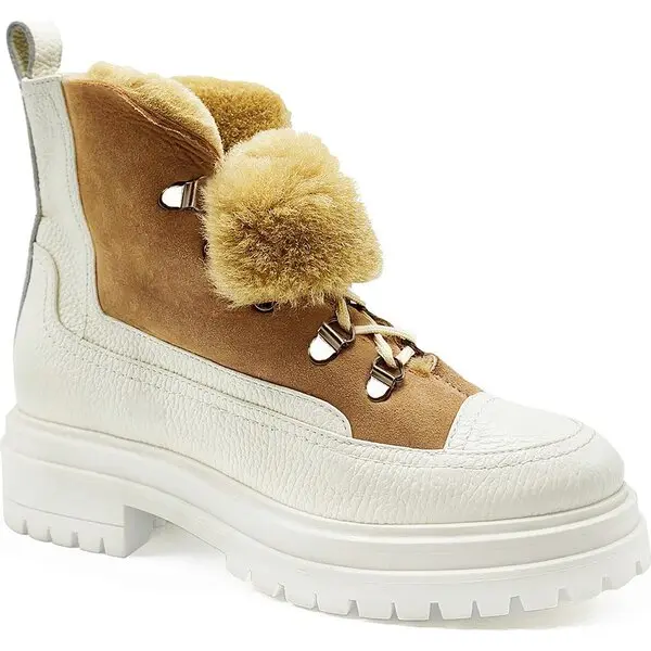 BEAUTIISOLES Francy Shearling Lined Platform Boots - Brown