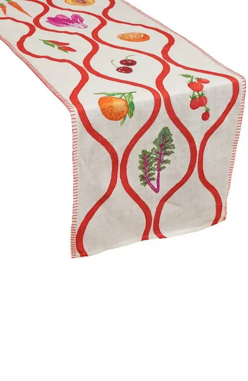 MISETTE Still Life Linen Table Runner - Red Ribbon