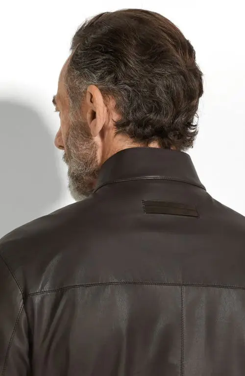 Zegna Leather Jacket - Dark Brown Solid