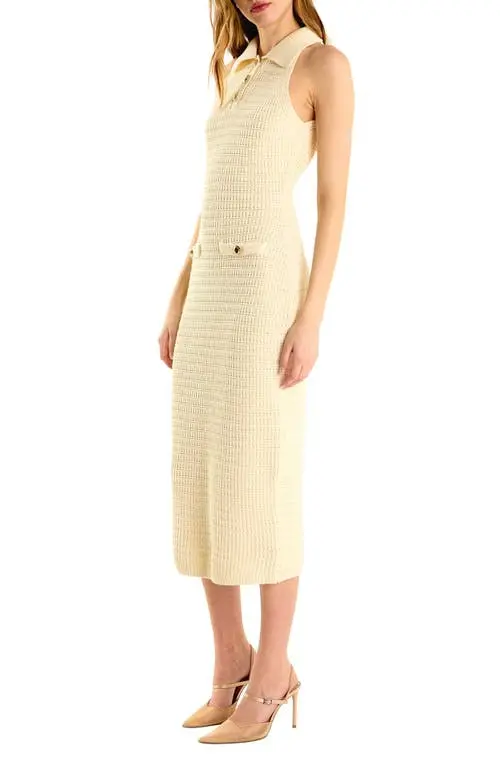 Endless Rose Open Stitch Collared Midi Dress