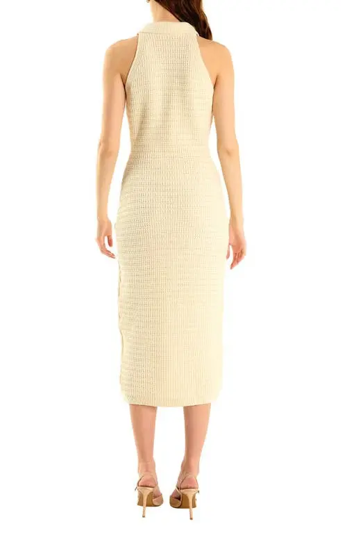 Endless Rose Open Stitch Collared Midi Dress
