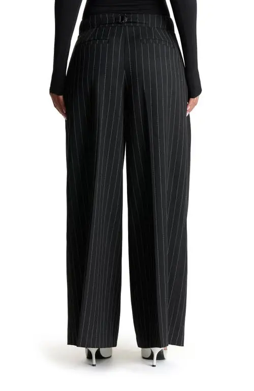 Naked Wardrobe Pinstripe Wide Leg Trousers