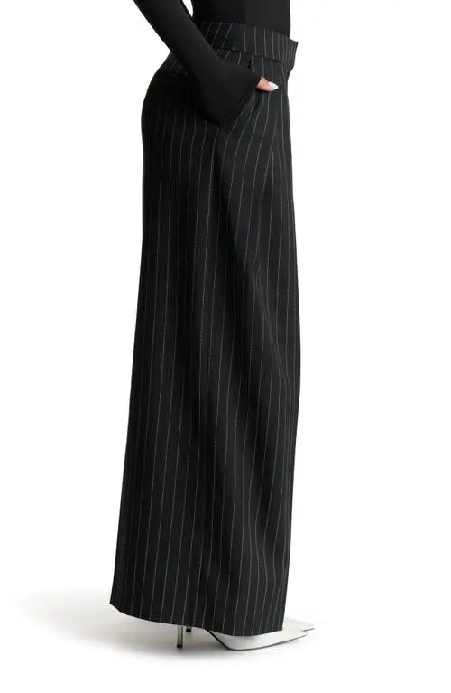 Naked Wardrobe Pinstripe Wide Leg Trousers