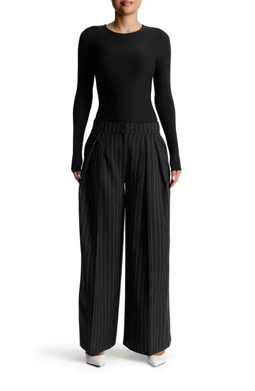 Naked Wardrobe Pinstripe Wide Leg Trousers