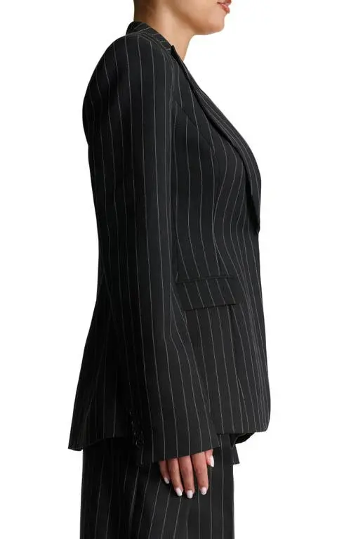 Naked Wardrobe Pinstripe Longline Blazer - Black