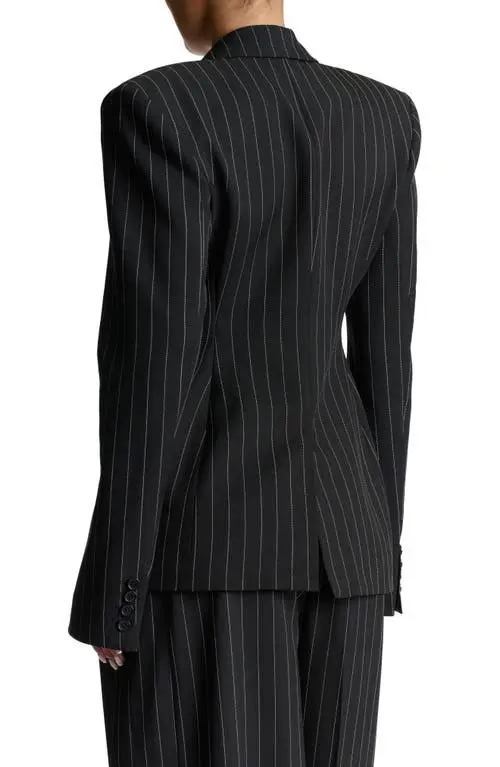 Naked Wardrobe Pinstripe Longline Blazer - Black