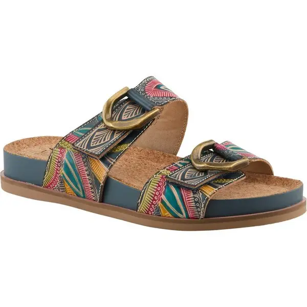 SPRING STEP SHOES Glaze Platform Slide Sandal - Blue Multi