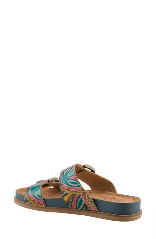 SPRING STEP SHOES Glaze Platform Slide Sandal - Blue Multi
