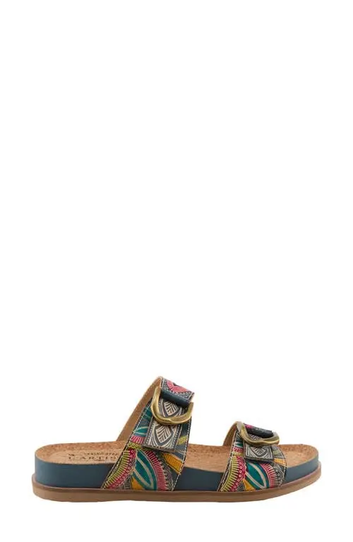 SPRING STEP SHOES Glaze Platform Slide Sandal - Blue Multi
