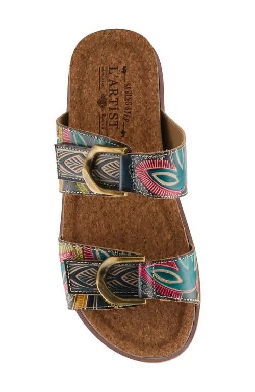 SPRING STEP SHOES Glaze Platform Slide Sandal - Blue Multi