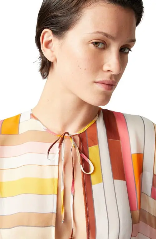 Missoni Long Cover-up Dress In Printed Silk With Long Sleeves - Multicoloured