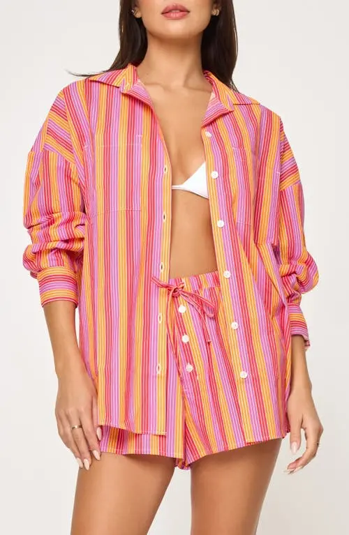 L*Space Santa Cruz Stripe Cotton Cover-up Tunic - Bondi Babe Stripe