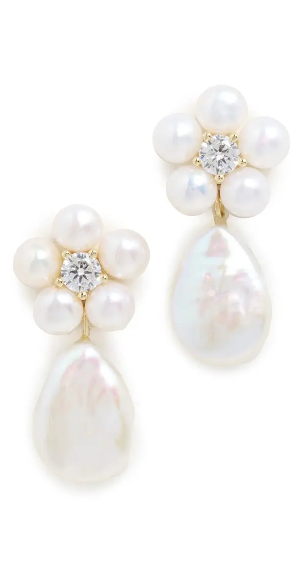 Shashi Daisy Drop Earrings - Pearl
