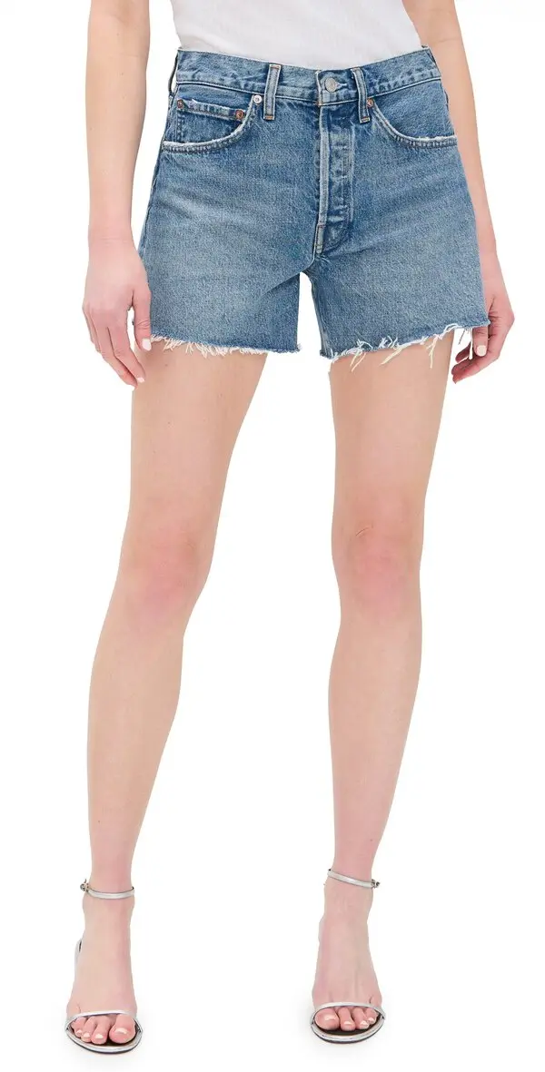 AGOLDE Parker Long Denim Shorts - Fairway