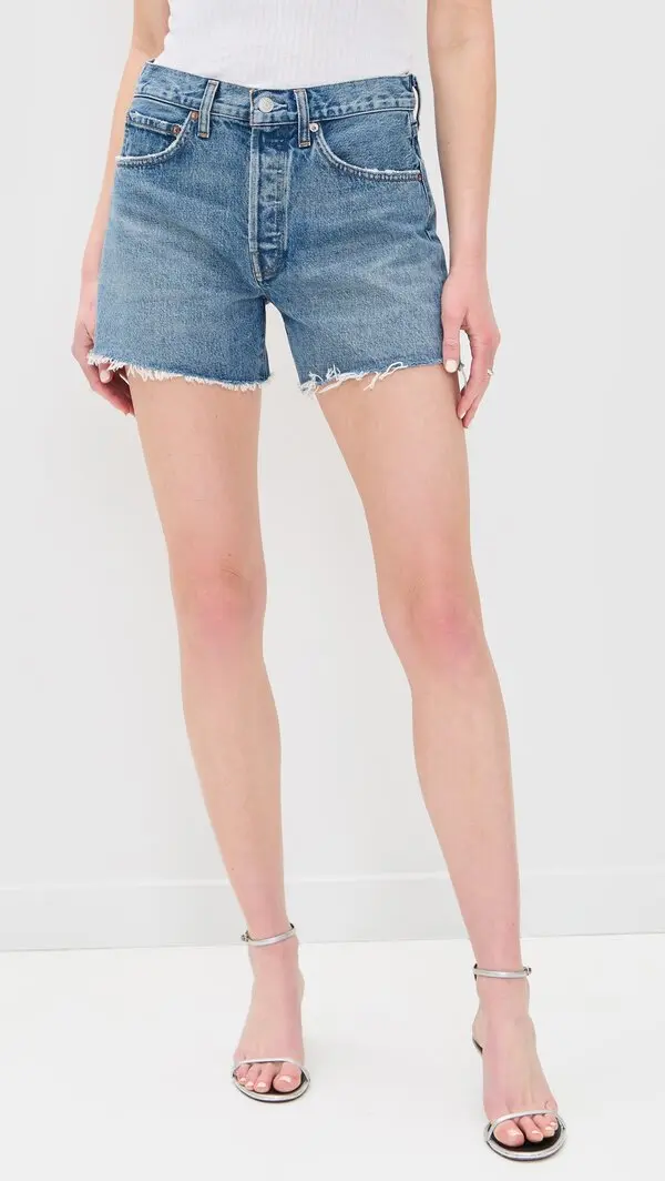 AGOLDE Parker Long Denim Shorts - Fairway