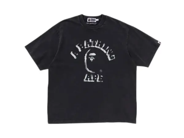A BATHING APE Garment Dye Spray Print College Relaxed Fit Tee Shirt