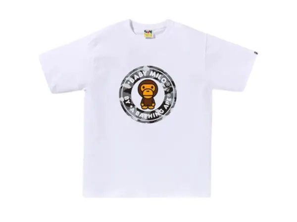 A BATHING APE 1st Camo Milo Busy Works Tee Shirt - White/grey