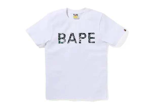 A BATHING APE Neon Camo Glitter Tee Shirt - White