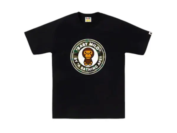 A BATHING APE 1st Camo Milo Busy Works Tee Shirt - Black/green