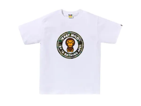A BATHING APE 1st Camo Milo Busy Works Tee Shirt - White/green