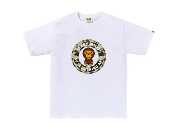 A BATHING APE 1st Camo Milo Busy Works Tee Shirt - White/yellow