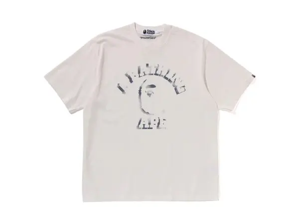 A BATHING APE Garment Dye Spray Print College Relaxed Fit Tee Shirt - Ivory