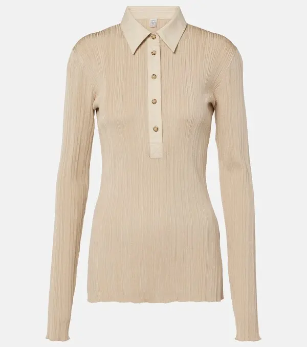 TOTEME Jersey Polo Sweater - Beige