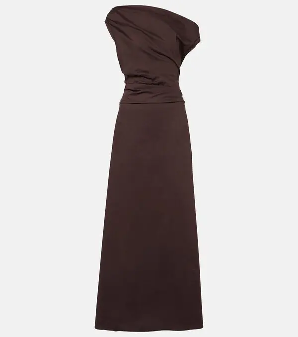 Staud Phare One-shoulder Cotton Maxi Dress - Brown