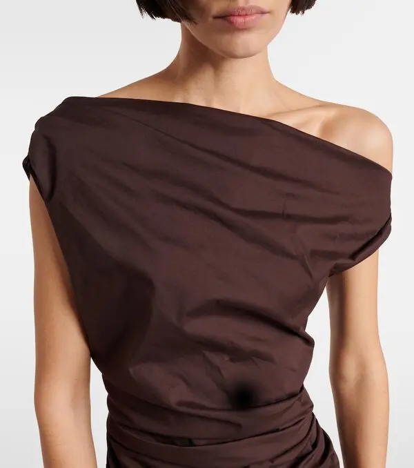 Staud Phare One-shoulder Cotton Maxi Dress - Brown