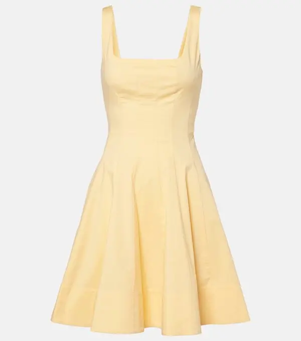 Staud Romy Gathered Cotton Minidress - Yellow