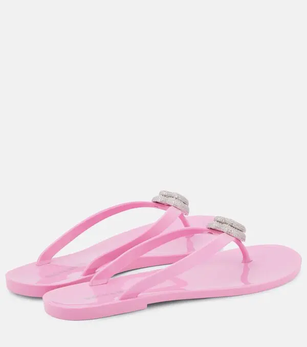 Mach & Mach Double Heart Embellished Thong Sandals