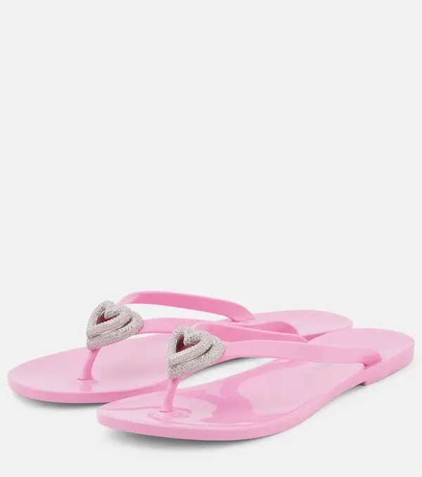 Mach & Mach Double Heart Embellished Thong Sandals