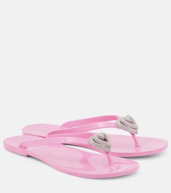 Mach & Mach Double Heart Thong Sandals - Pink